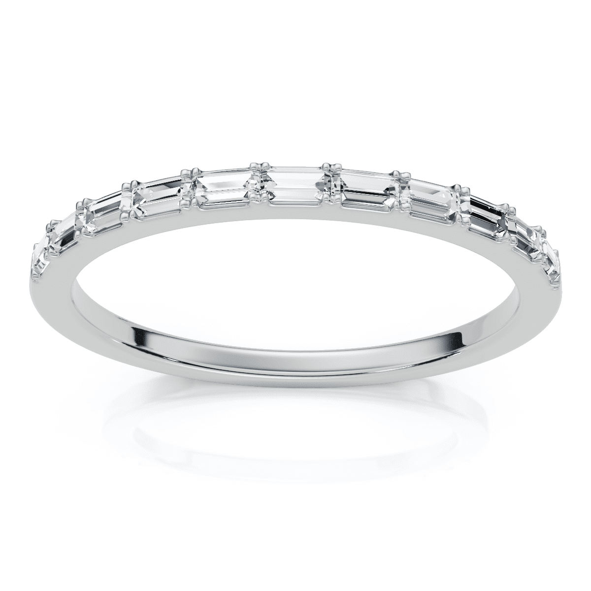 Pompeii Thin Baguette Diamond Stackable Women's Wedding Ring 14k Gold ...