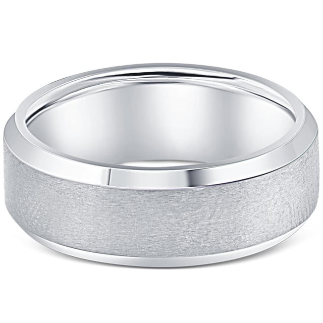 Pompeii Titanium Mens Comfort Fit Brushed Beveled Polished Edge Wedding ...