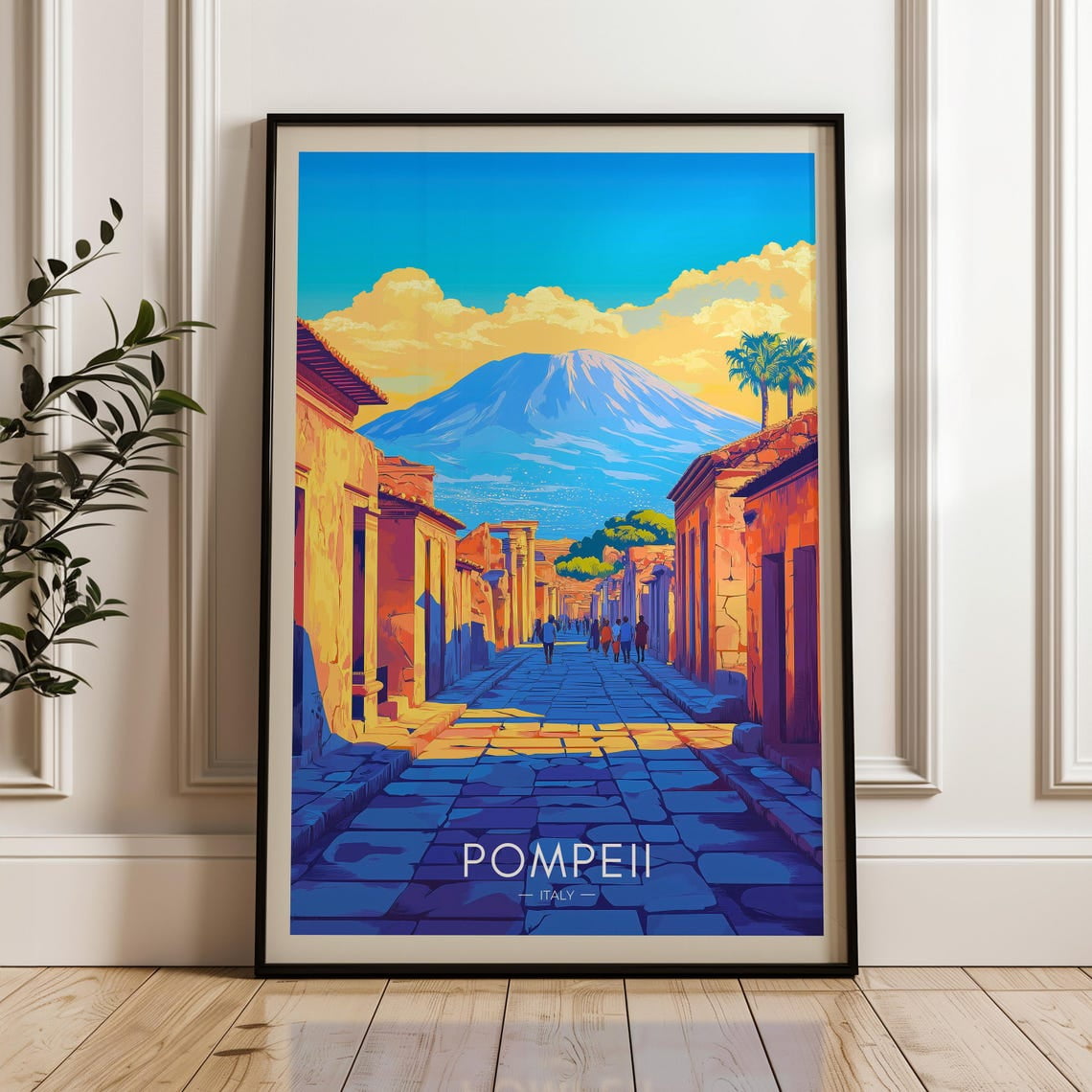 Pompeii Travel Poster - Italy Wall Art Print, Illustration Poster ...