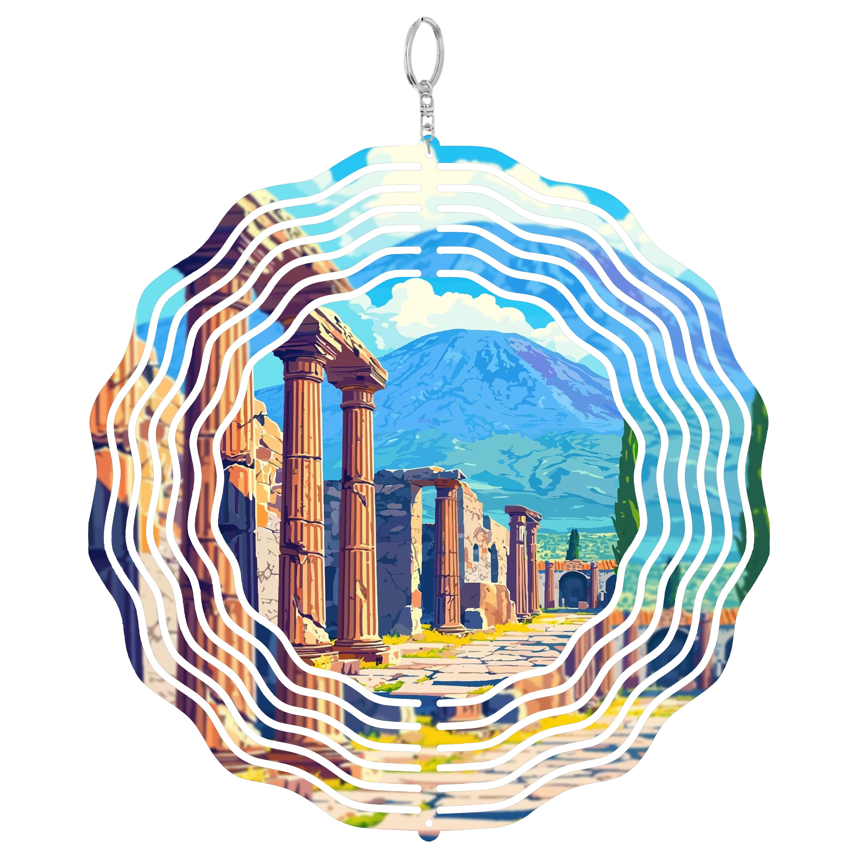 Pompeii Vesuvius 3D Wind Spinner Metal Hanging Ornament Outdoor Decor ...