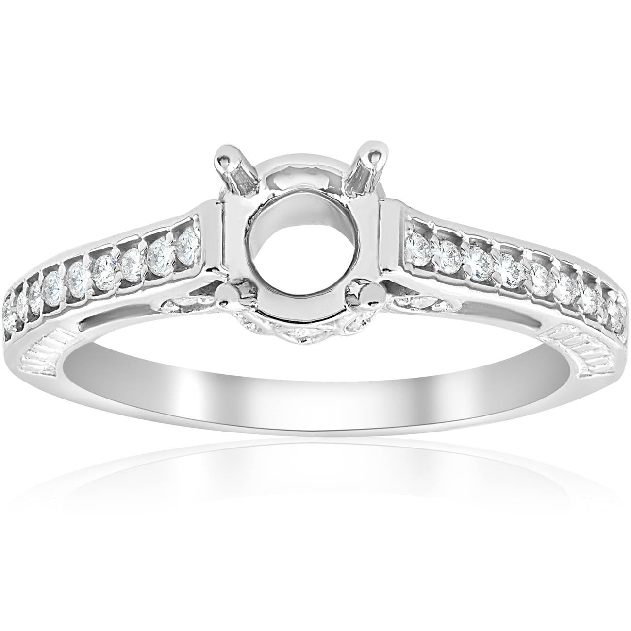 Pompeii Vintage 1/5ct Semi Mount Engagement Ring Setting 14K White Gold ...
