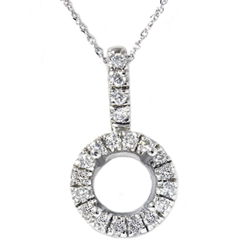 Pompeii White Gold 1/4ct Pave Have Solitaire Diamond Semi Mount Pendant ...