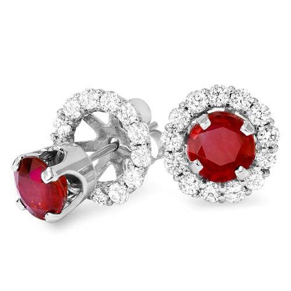 Pompeii Women's 3/4ct Ruby Studs & Diamond Halo Earring Jackets Solid 14k White Gold - Walmart.com