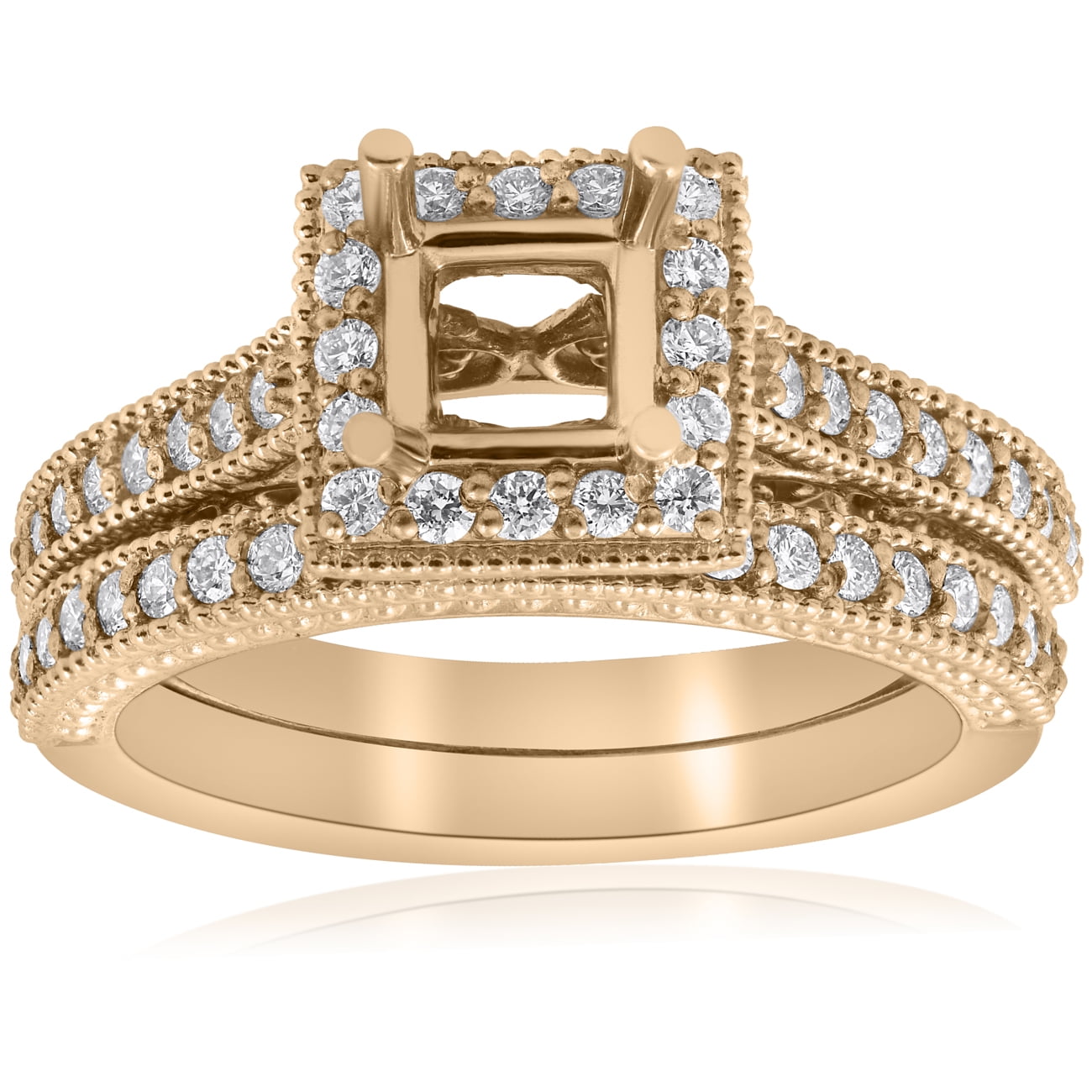 Pompeii Yellow Gold Princess Cut Diamond Princess Cut Halo Engagement ...