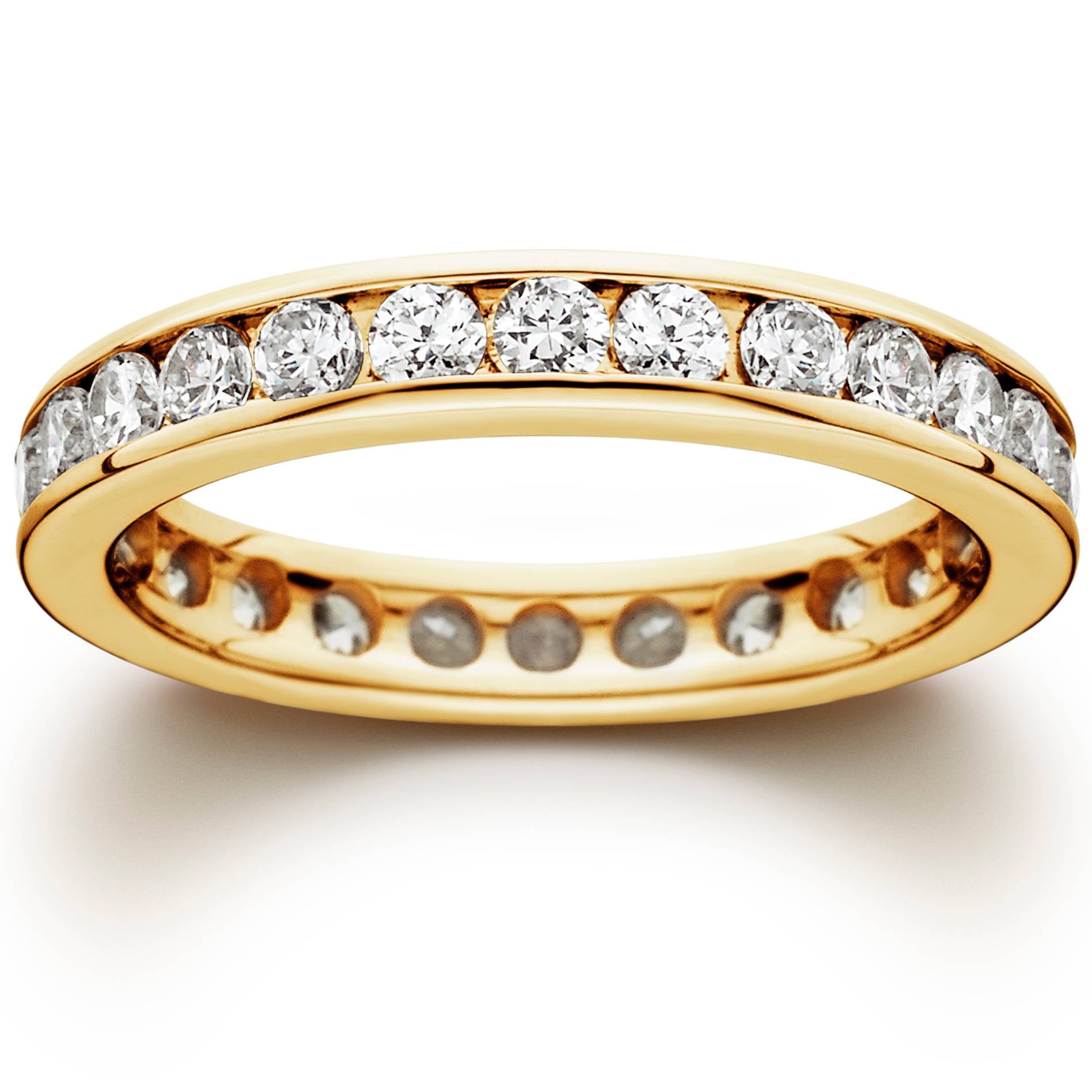 Pompeii3 1 1/2CT Channel Set Eternity Diamond Ring 14K Yellow Gold (G/H,I1) - Walmart.com
