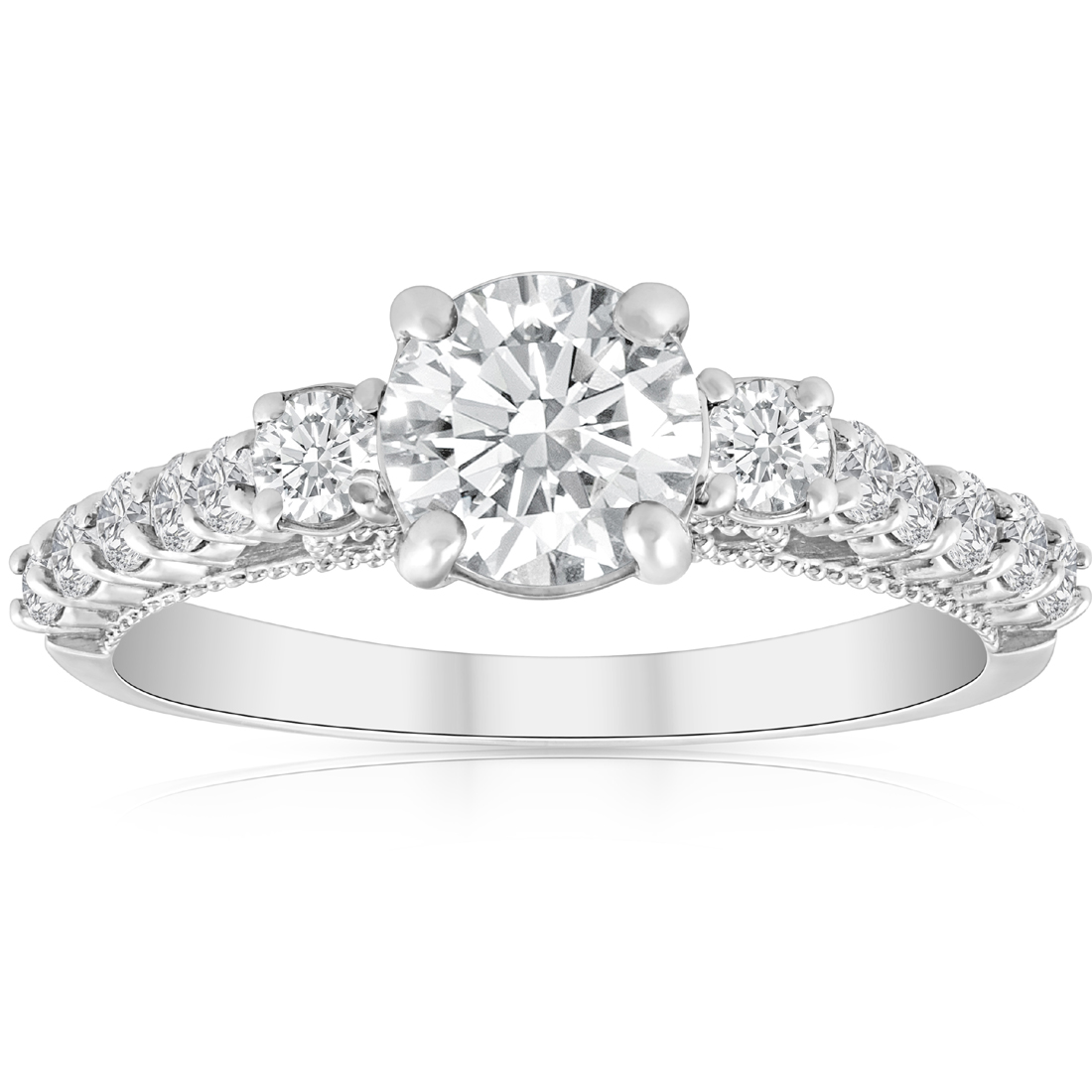 14k White Gold 1 1/2ct TDW Two-Stone Diamond Engagement Ring - White H ...
