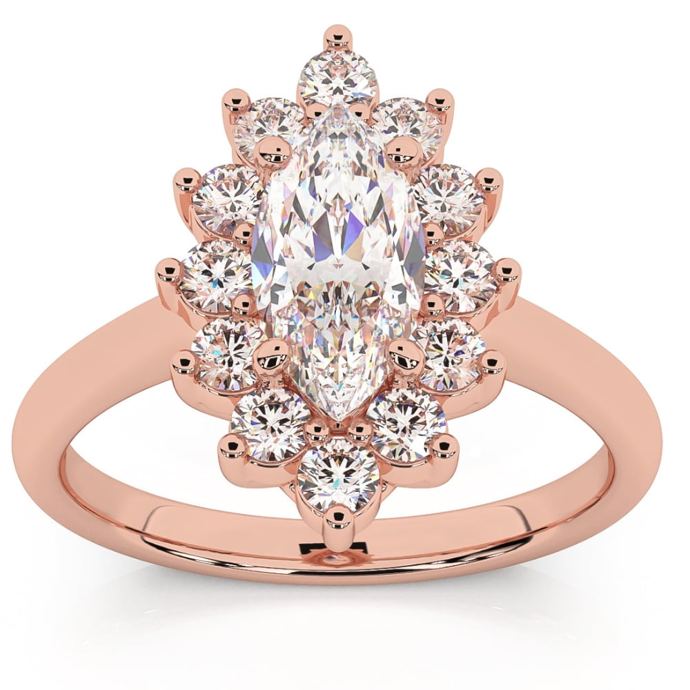 Pompeii3 1 1/2ct Marquise Diamond Halo Engagement Ring 14k Gold Lab Grown - Walmart.com