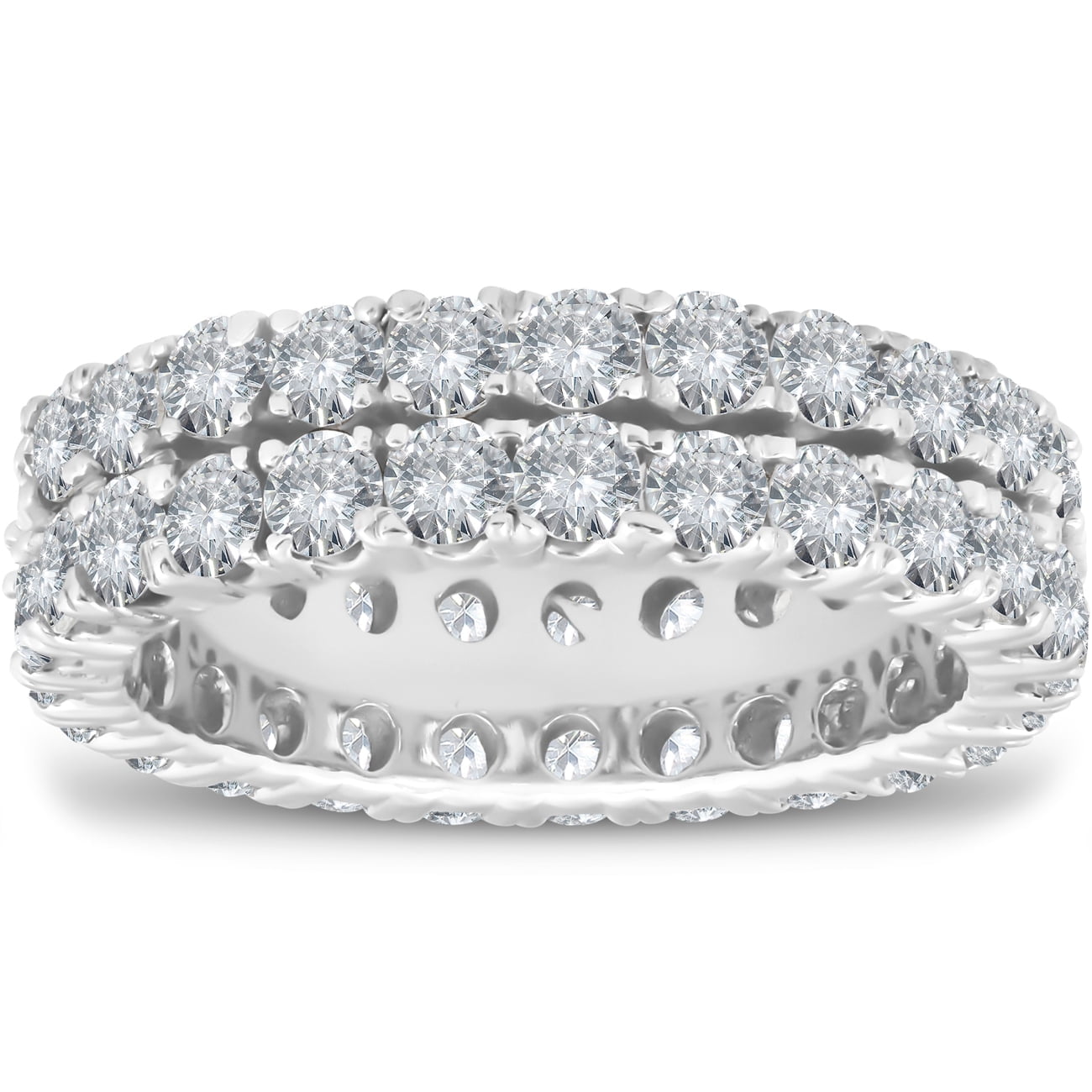 Pompeii3 1/2Ct Diamond Double Row Eternity Ring Women's Wedding Band ...
