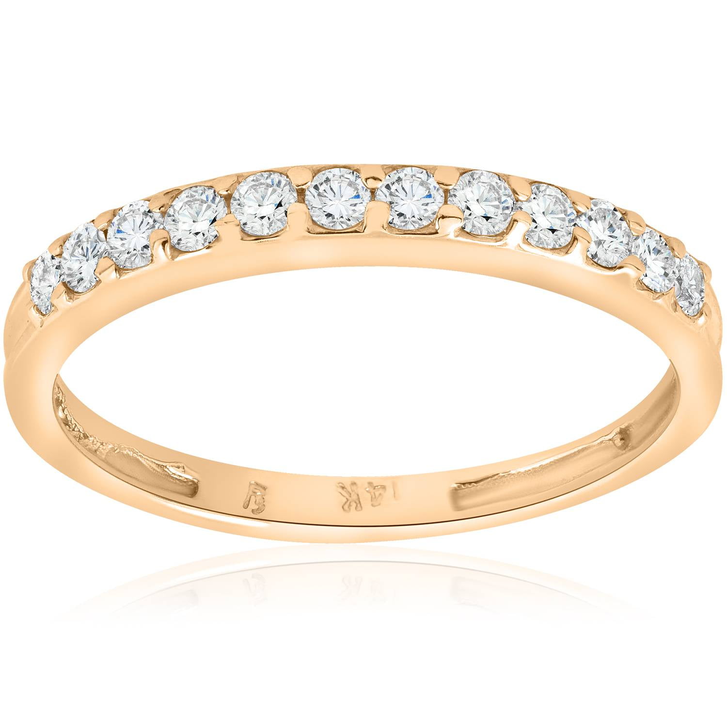 Pompeii3 1/2ct Diamond Engagement & Anniversary Ring, 14K Yellow Gold, Women's Stackable Band ...