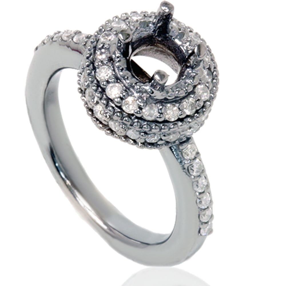 Pompeii3 1/2Ct Grey Diamond Engagement Ring Setting 14K White Gold (G/H ...