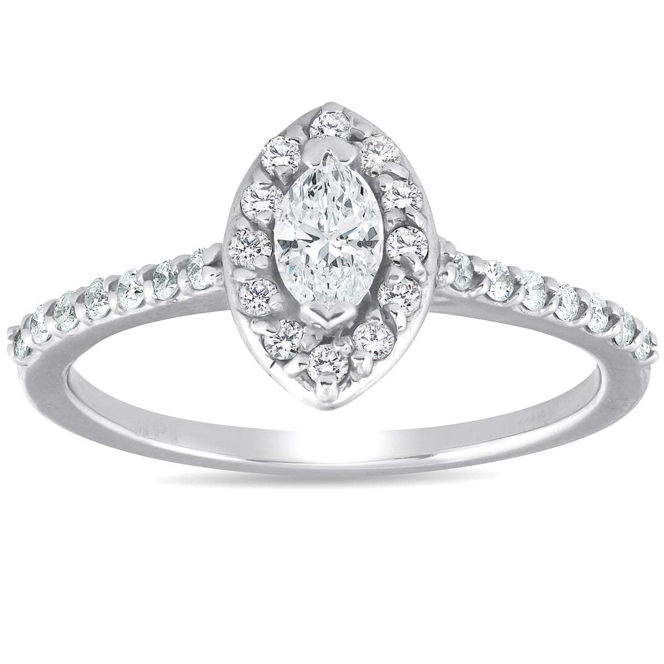 Pompeii 1/2ct Halo Marquise Diamond Engagement 14K White Gold Ring Lab Grown (FG,VS2/SI1 ...