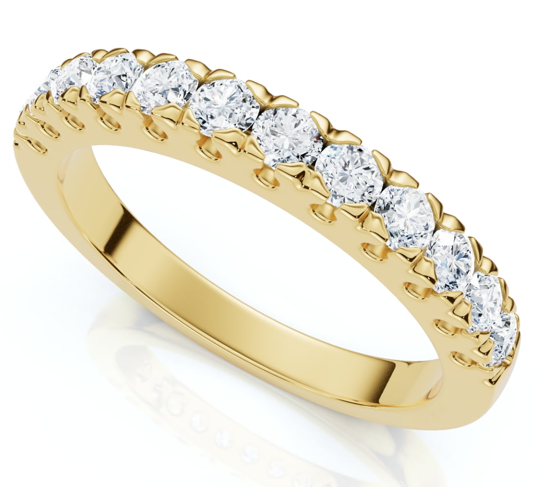 Pompeii 1/2Ct Pave Diamond Wedding Anniversary Stackable Ring Gold Lab ...