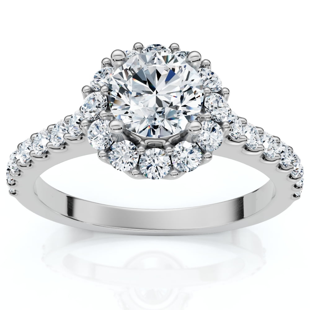 Pompeii 1 3/8ct Halo Diamond Engagement Ring 14K White Gold (G/H,I1) - Walmart.com