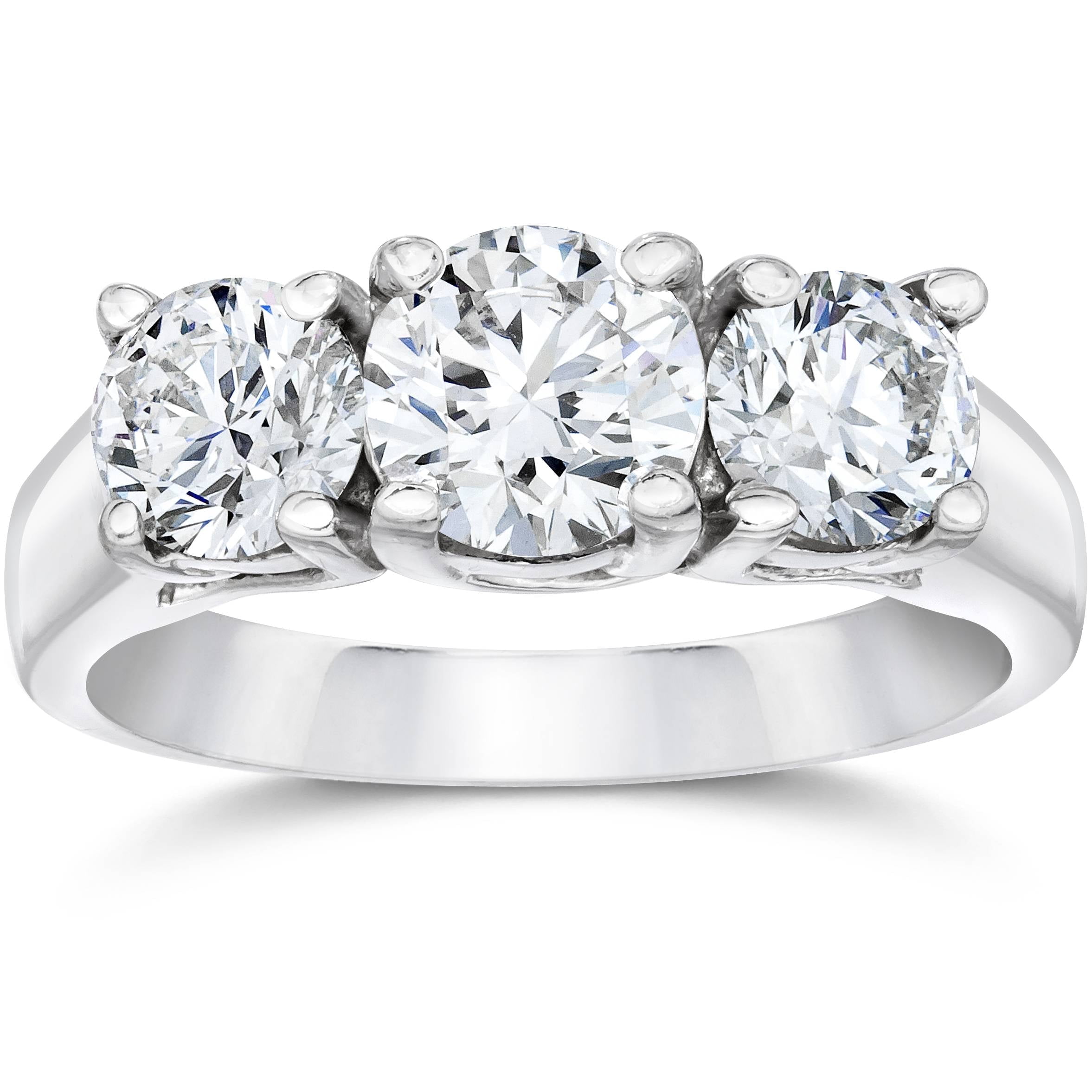Pompeii3 1 3/8Ct Three Stone Lab Grown Diamond Engagement Ring 14K ...