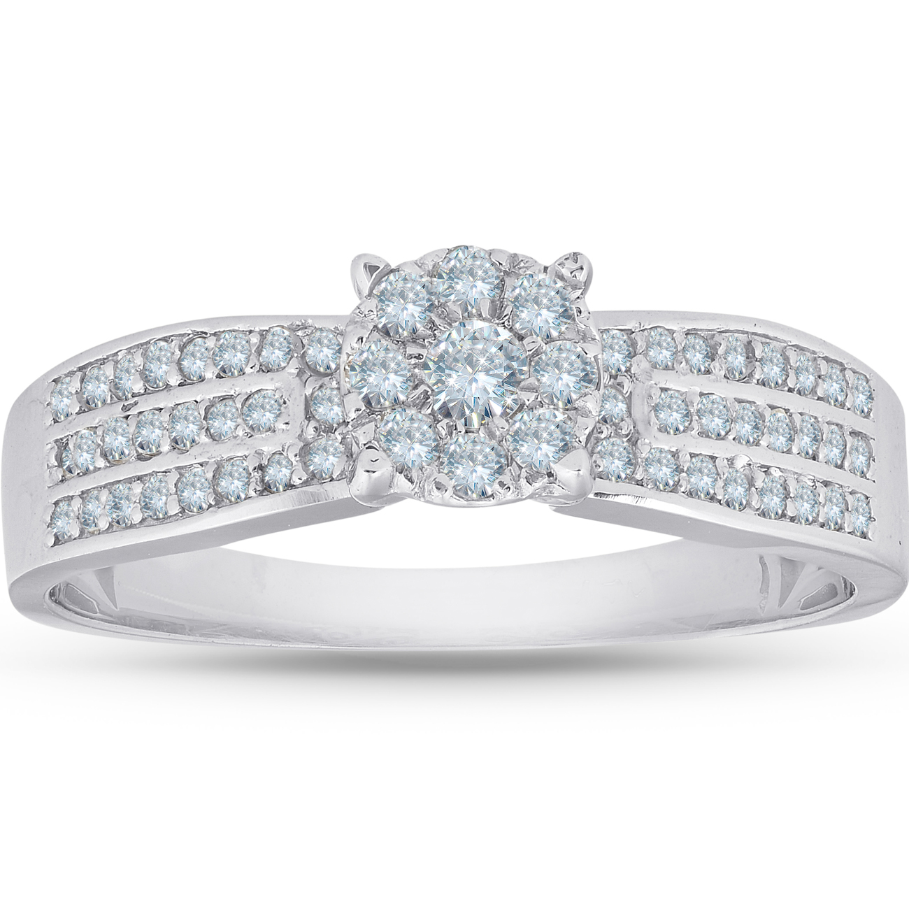 1/2Ct TDW Diamond 10K Rose Gold Cluster Engagement Ring - Walmart.com