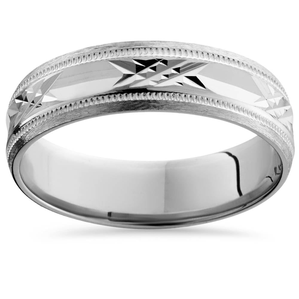 Pompeii 10K White Gold Swiss Cut Mens 6mm Wedding Band (,) - Walmart.com