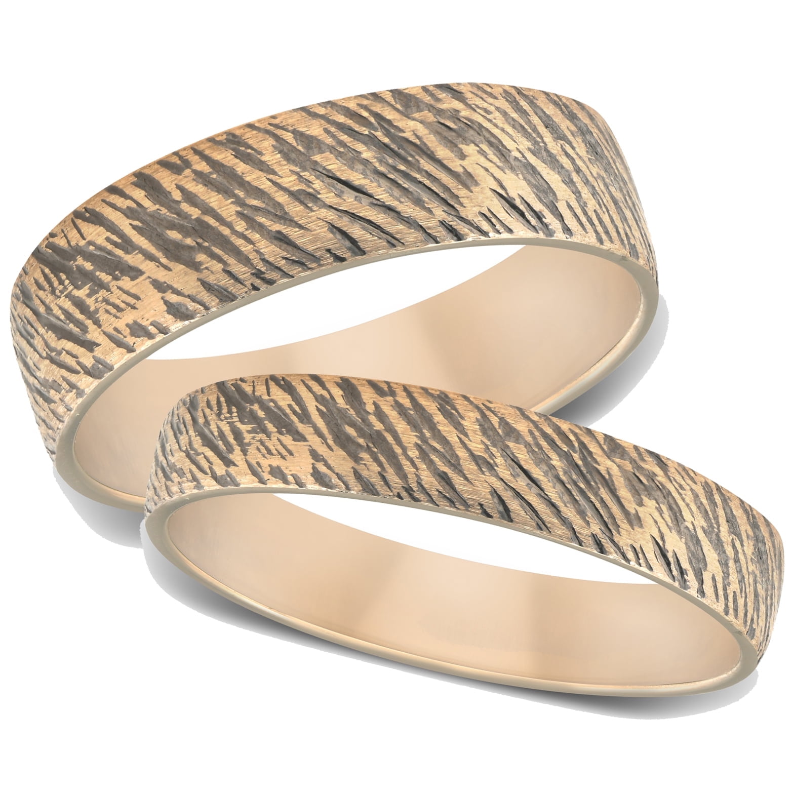 Pompeii3 10k Black & Yellow Gold 6/4mm Ring Matching His Hers Wedding ...
