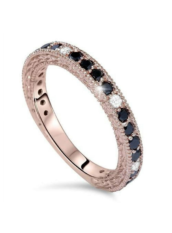 Black Diamond Rose Gold Wedding Band