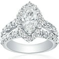 Pompeii3 1ct Marquise Diamond Halo Engagement Ring, Lab Grown, 14k White Gold, Handmade in USA ...