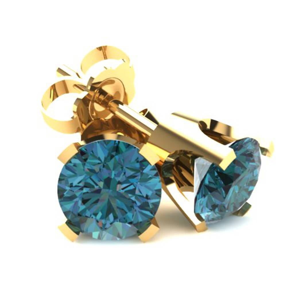 Pompeii3 14K Gold .20CT Round Blue Diamond Stud Earrings, SI2-I1, USA ...