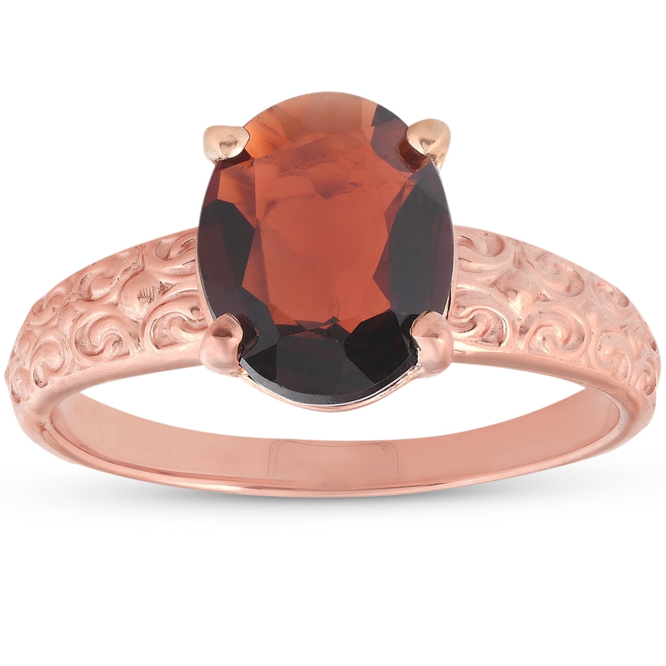 Pompeii3 2Ct Oval Garnet Vintage Engagement Ring 10K Rose Gold ...