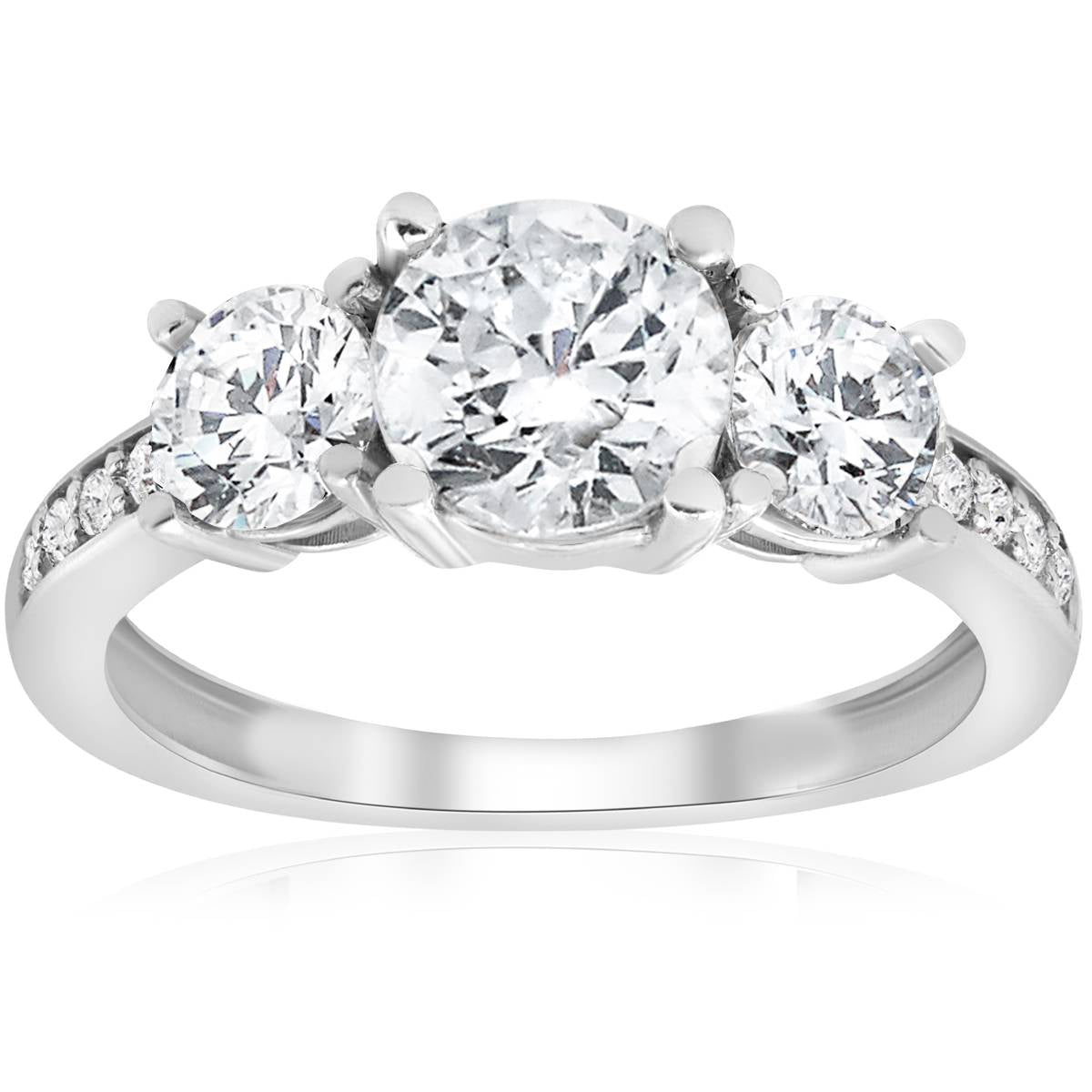 Pompeii 2 Ct TWD Three Stone Diamond Engagement Ring 14k White Gold ...