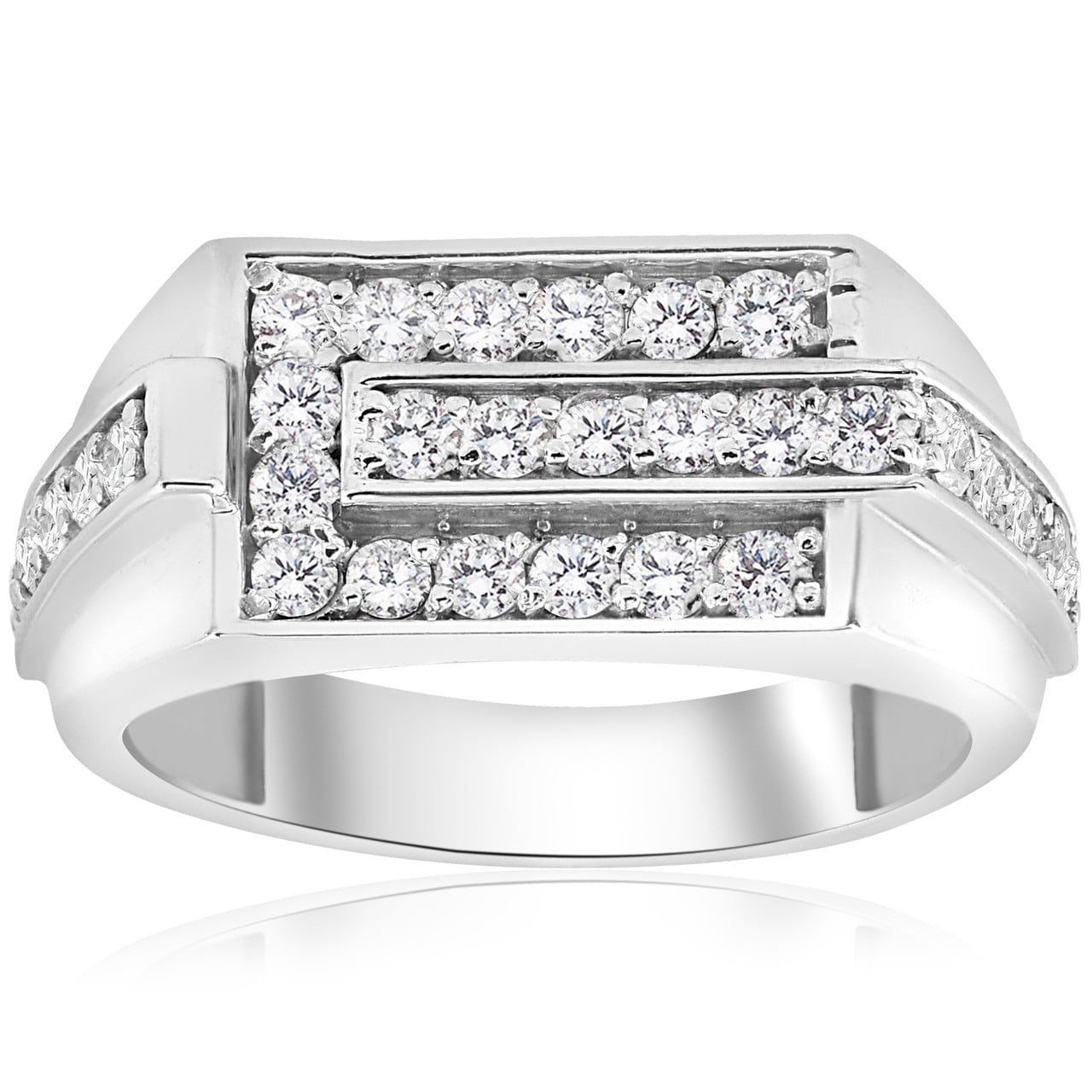 Pompeii3 Handmade 3/4ct Diamond Men's Wedding Ring, 10k White Gold, G/H ...