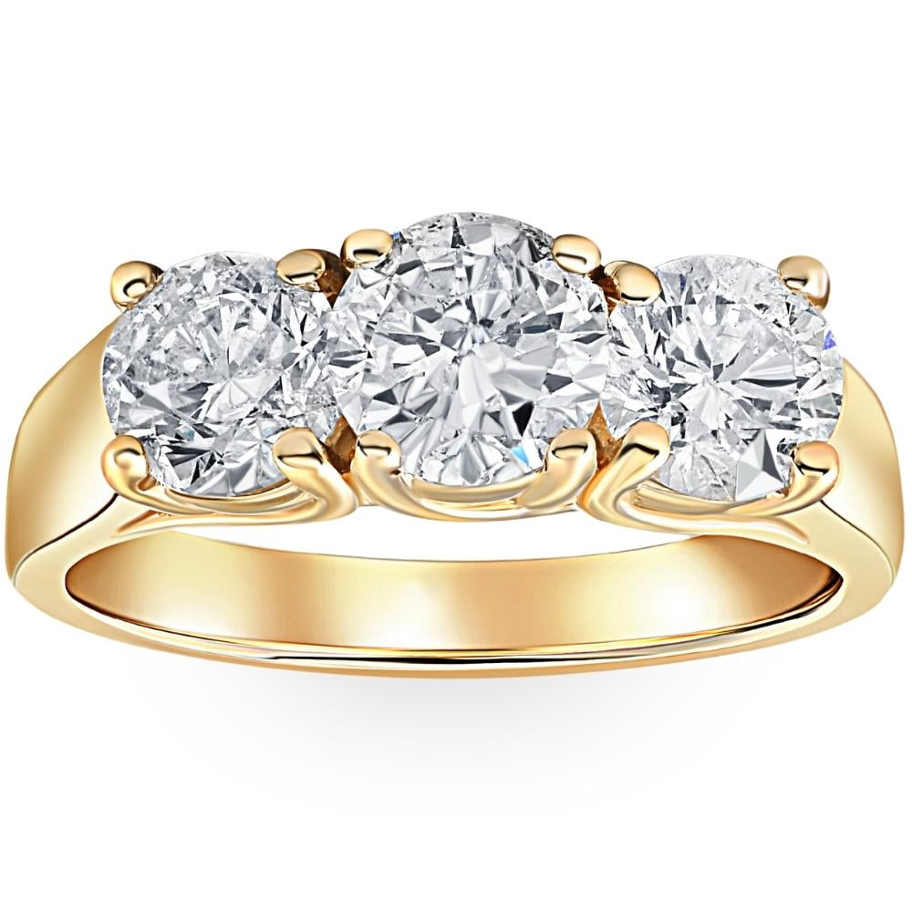 Pompeii 3, 3ct Diamond Engagement Three Stone Ring, 14k Yellow Gold (G ...