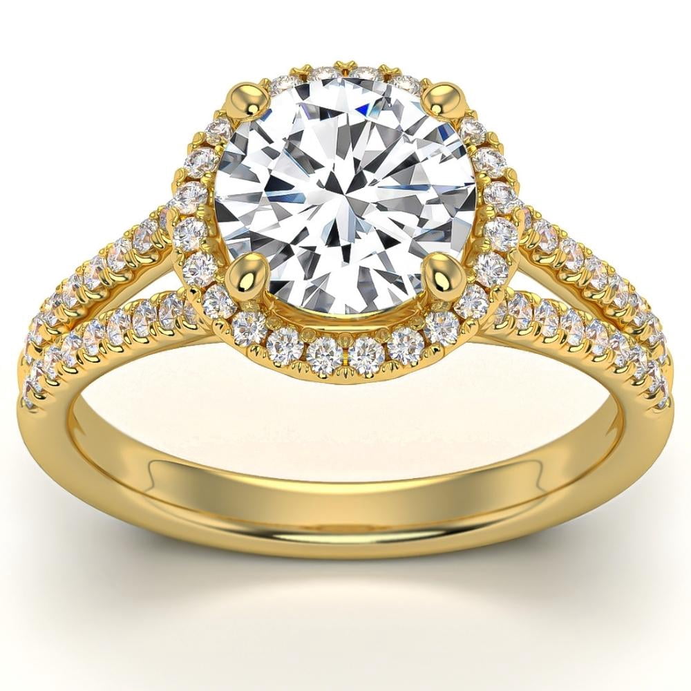 Pompeii 3Ct Halo Diamond Engagement Ring Split Band White, Yellow or ...