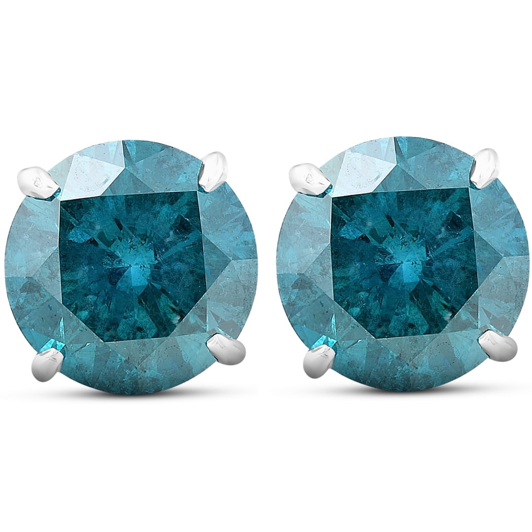 Certified Pompeii3 4.03 Ct Blue Lab Grown Diamond Stud Earrings 14k White Gold (Blue,VS2-SI1 ...