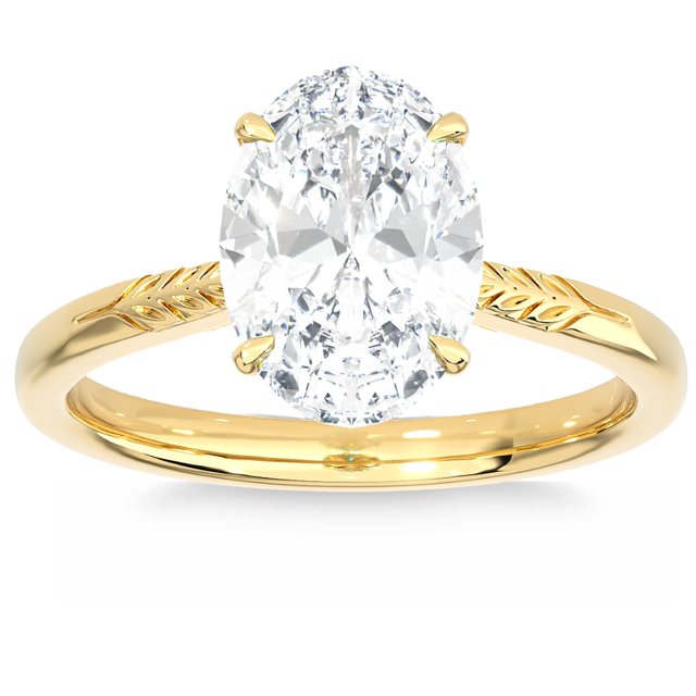 Pompeii3 Certified 2 1/2Ct Oval Solitaire Diamond Engagement Ring in 14k Gold Lab Grown ...