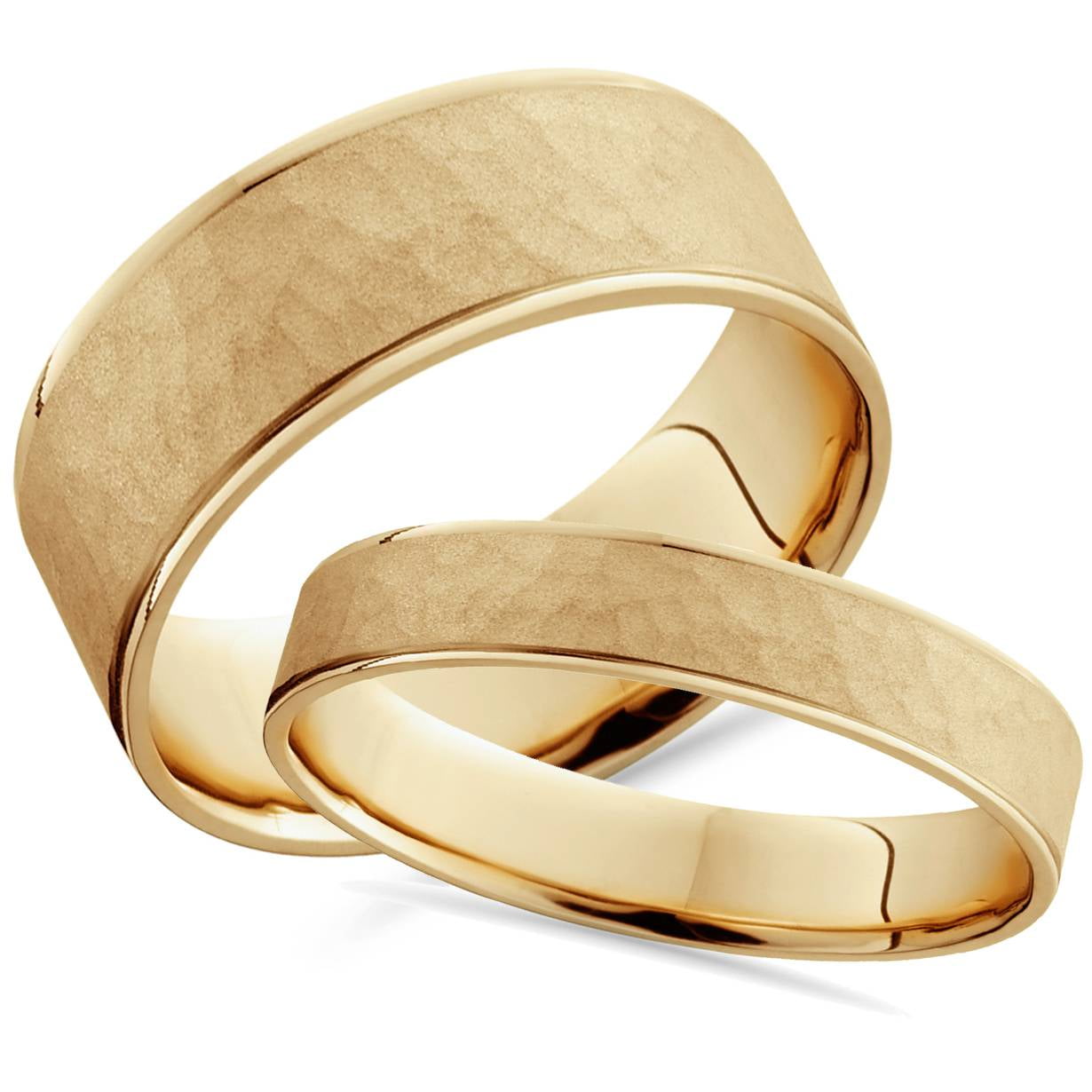 Pompeii3 Matching Hammered Comfort Fit His Hers Wedding Band Set ...