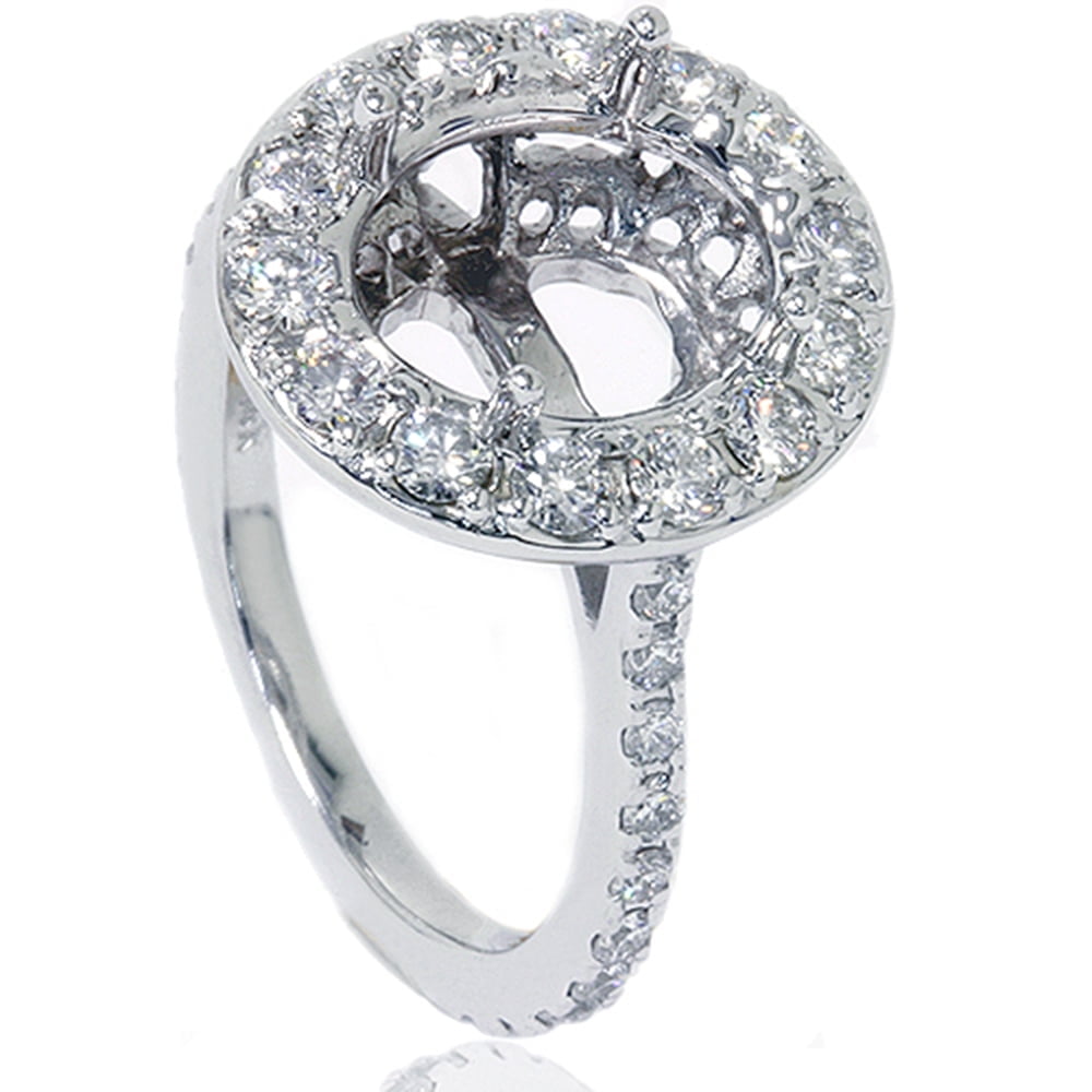 Pompeii3 VS 1Ct Pave Halo Oval Engagement Ring Setting 14K White Gold (G/H,VS1-VS2) - Walmart.com