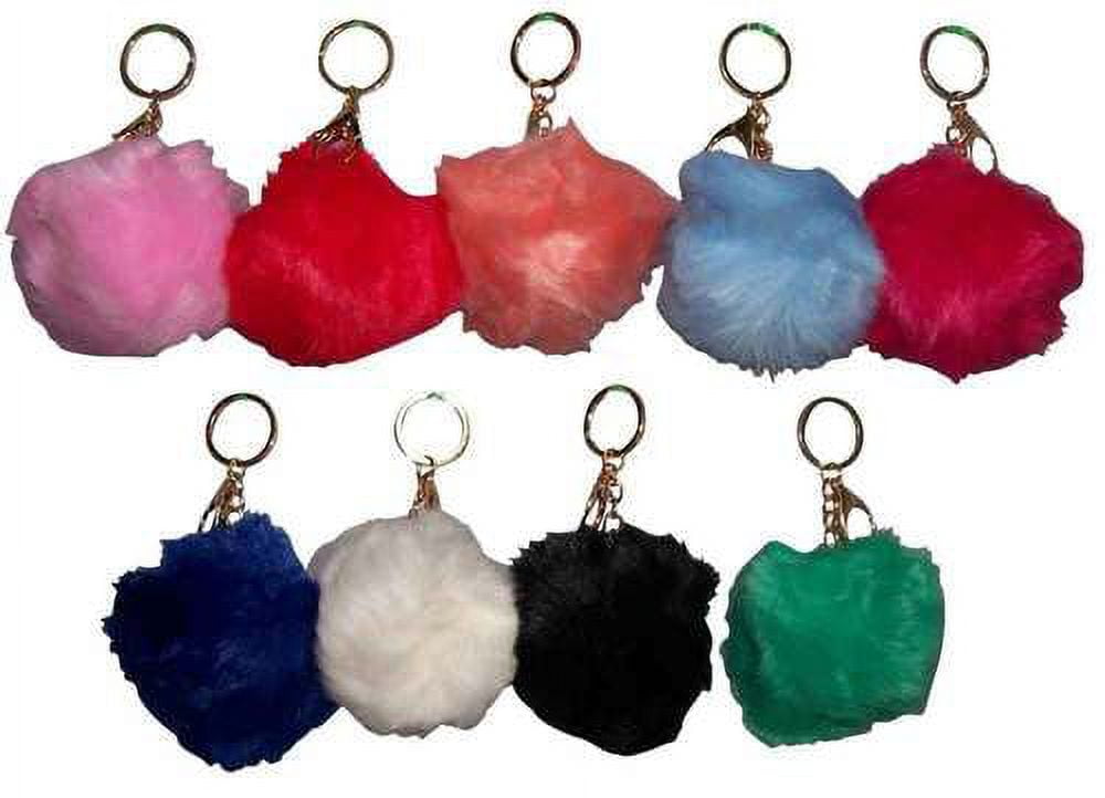 Pompom Fluffy Furry Faux Fur Key Chain Purse Bag Fob Charm 6Pc Pack ...