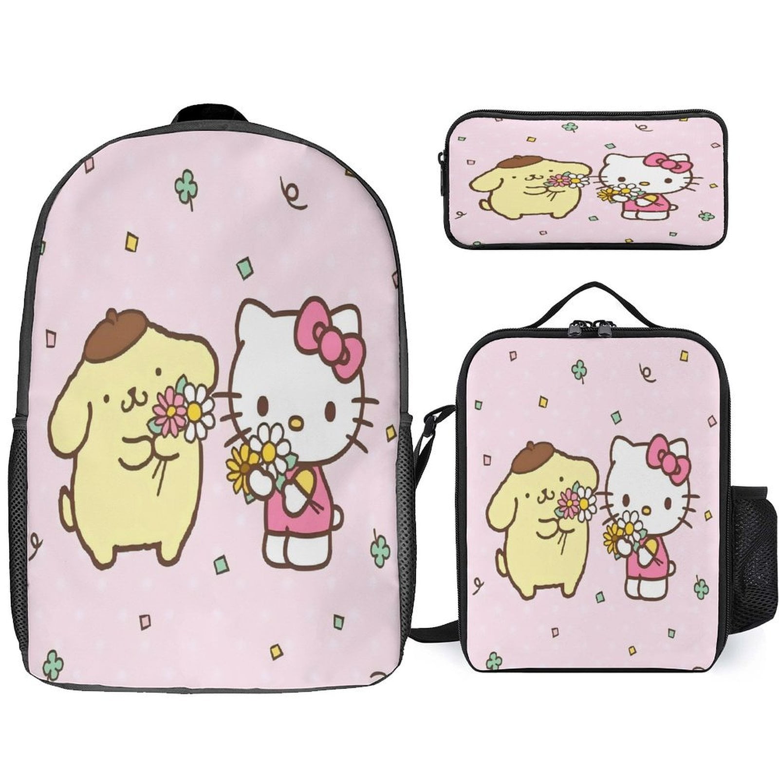 Pompom Purin 3-piece backpack set 17inch backpack with lunch box and ...