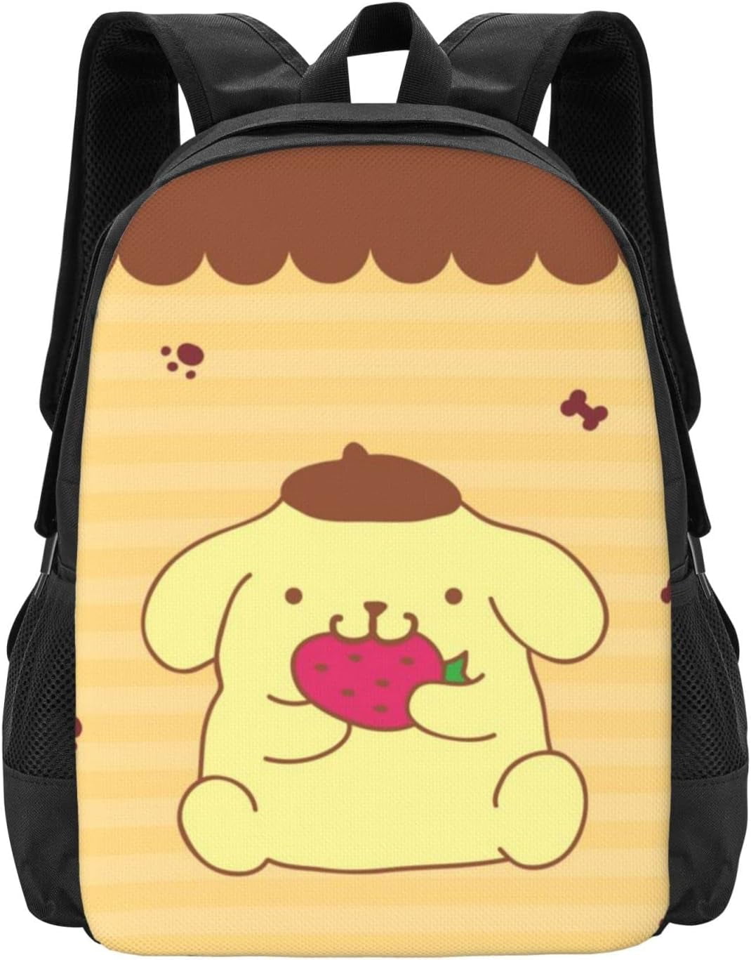 ‌Pompom Purin Cartoon Backpack Anime Yellow Puppy Bag With Side Pocket ...