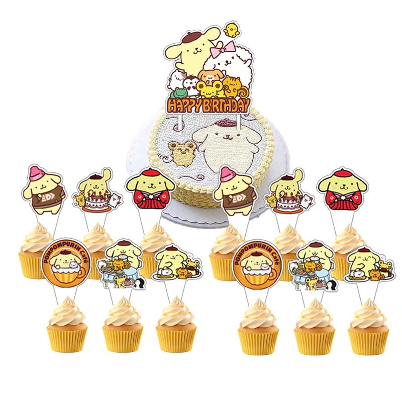Pompompurin Cake Topper CupcakeS Set Birthday Party Supplies Decoration ...