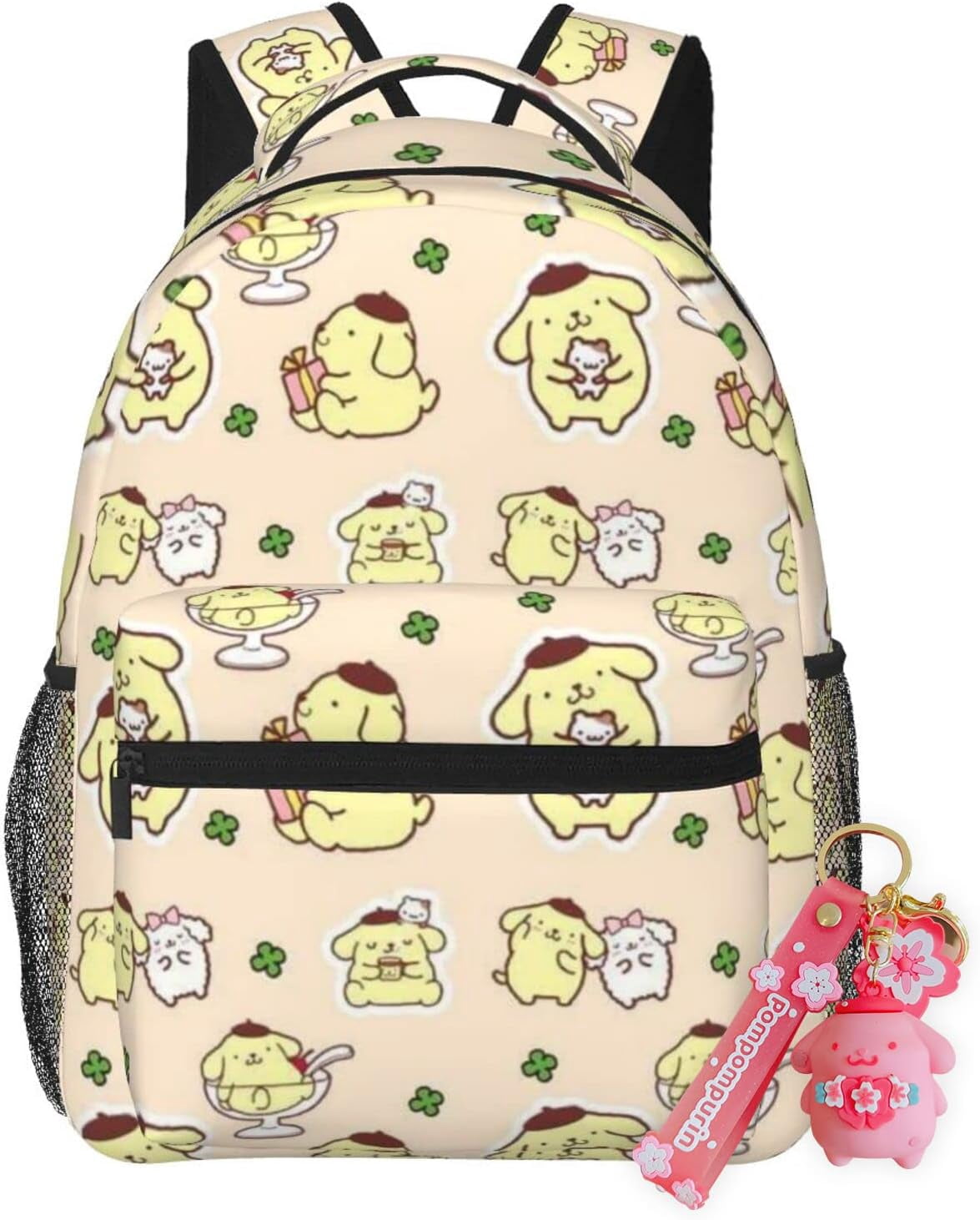 Pompompurin Casual Backpack With Cute Keychain Cartoon Anime Characters ...