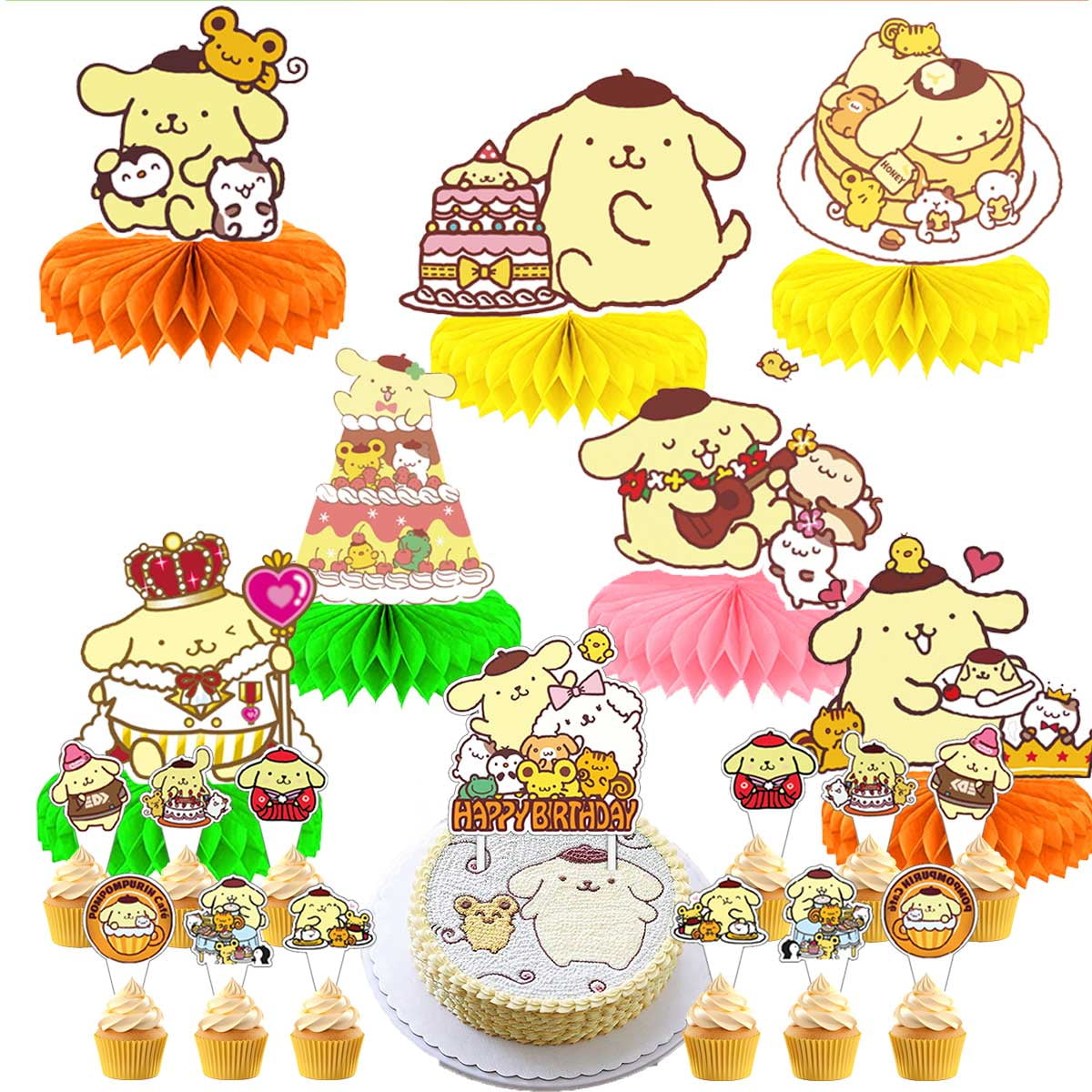 Pompompurin Honeycomb Centerpieces Table Toppers Cake Toppers ...