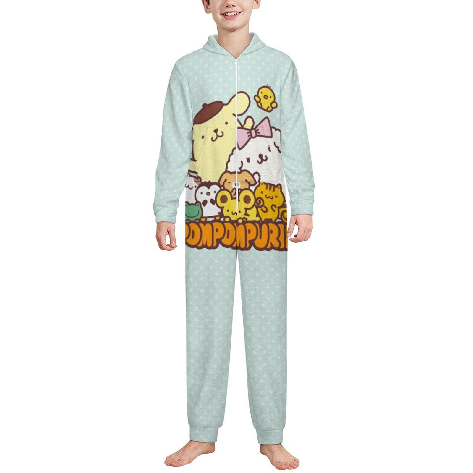 Pompompurin Kids Hooded Union Suit Pajama Soft Comfy Kids PJs Sleepwear ...