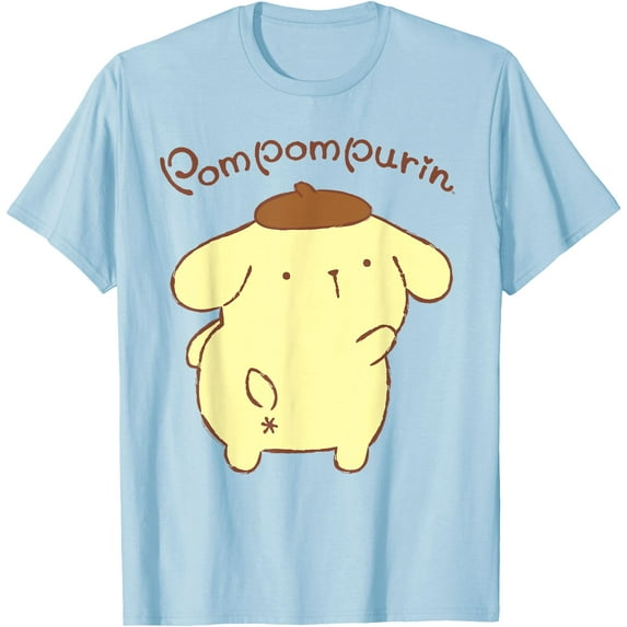 Pompompurin Logo Cute DTG Print Unisex T-Shirt,Light Blue Color,Size 3T ...