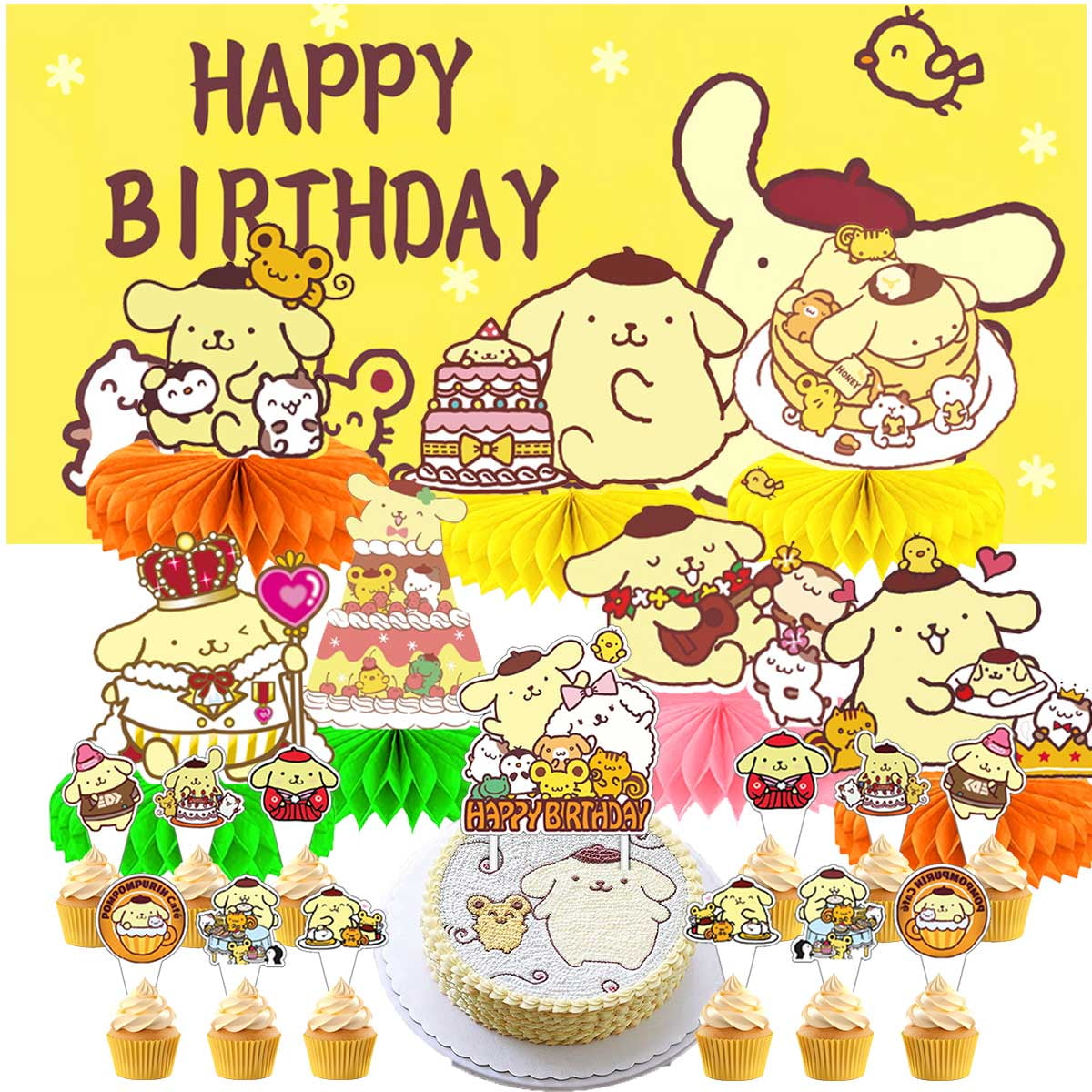 Pompompurin Party Decorations Decor Supplies Honeycomb Centerpieces ...