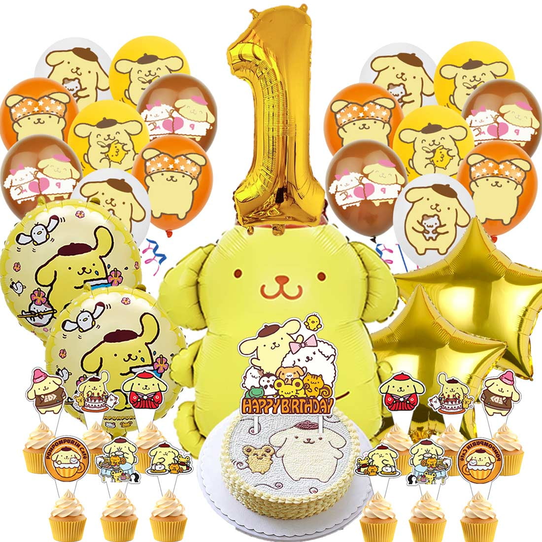 Pompompurin Party Supplies 1st Decor Kit Balloons Birthday Cake Topper ...