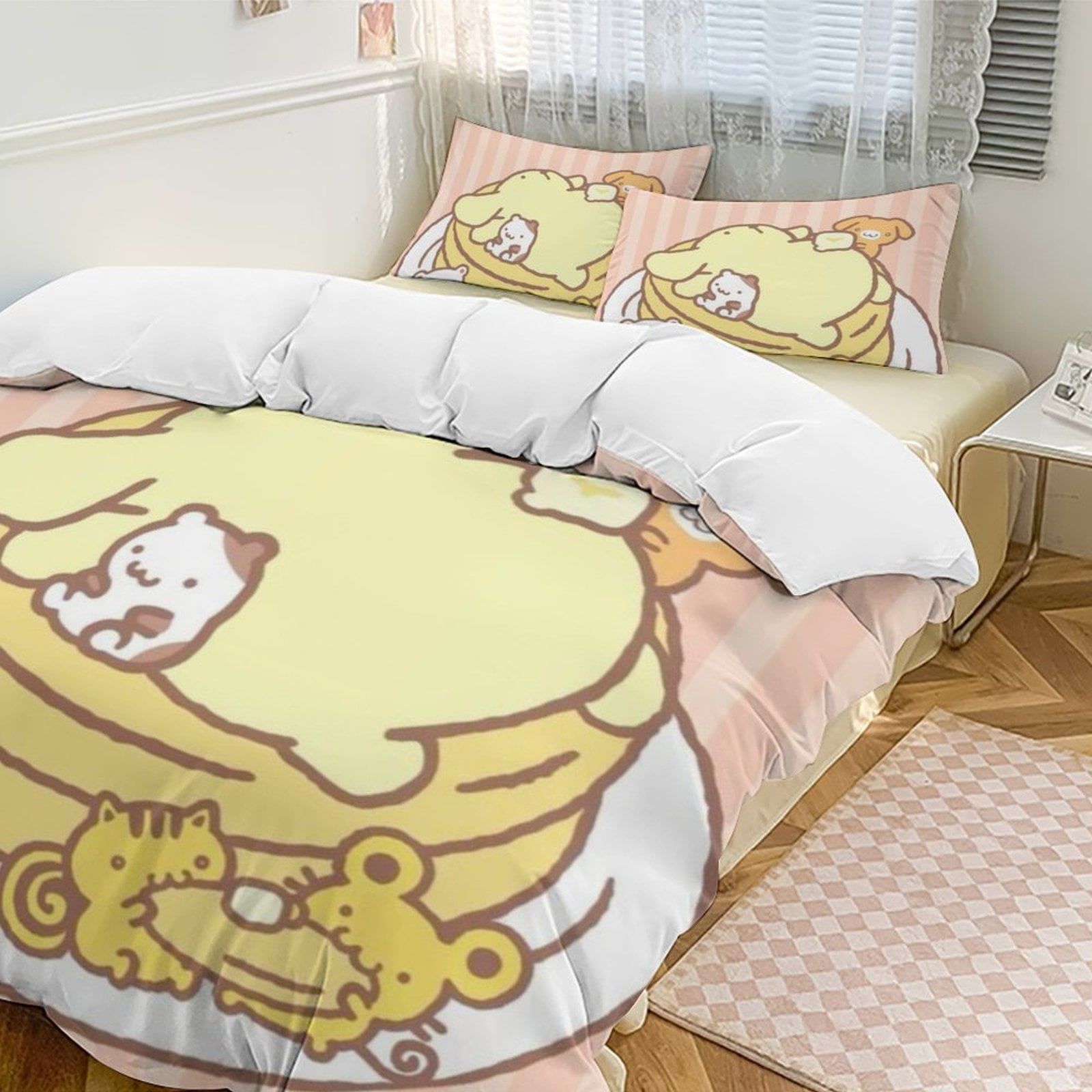 Pompompurin Soft 3-Piece Bedding Set (1 Duvet Cover + 2 Pillow Shams)86 ...