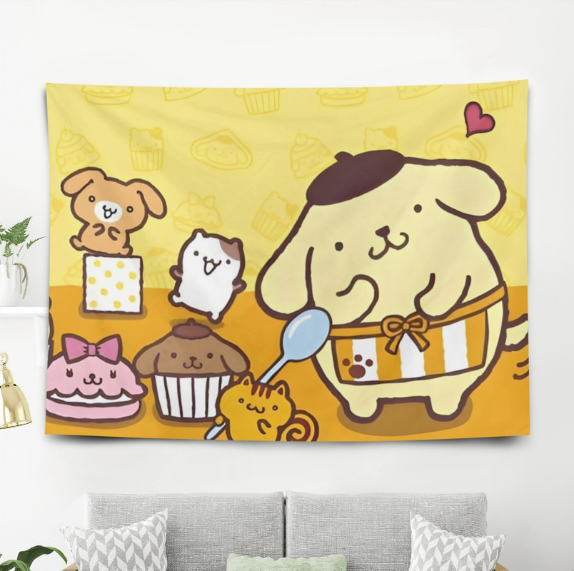 Pompompurin pattern wall hanging 50*60 inches high-quality peach skin ...