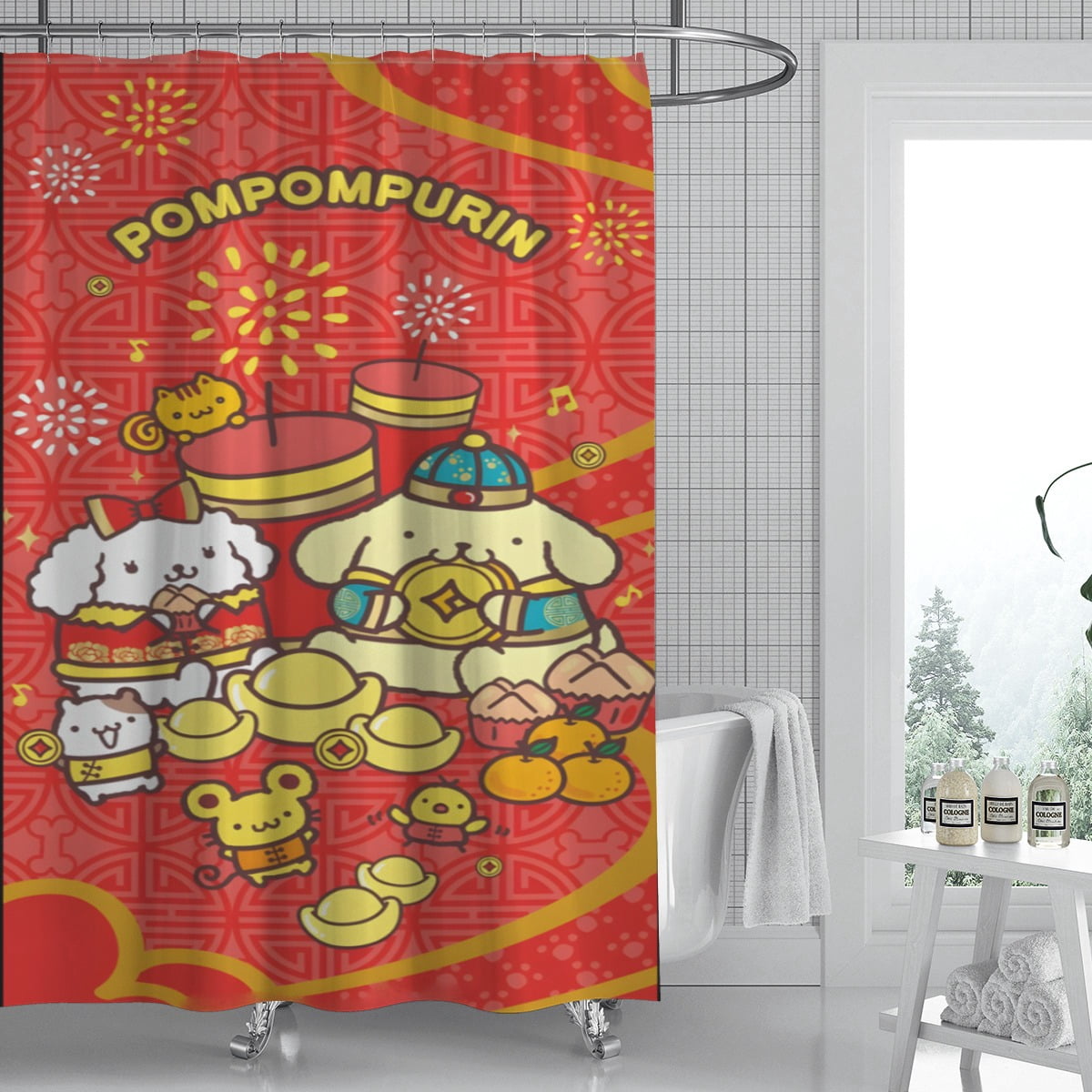 Pompompurin shower curtain comes with an iconic design, waterproof ...