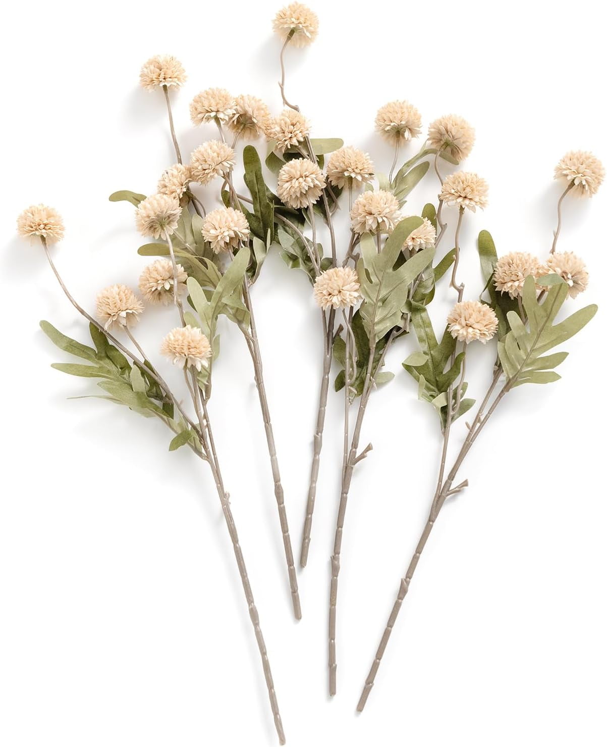 Pompon Mum Artificial Flower, 5pcs Faux Silk Mini Chrysanth with Stems ...