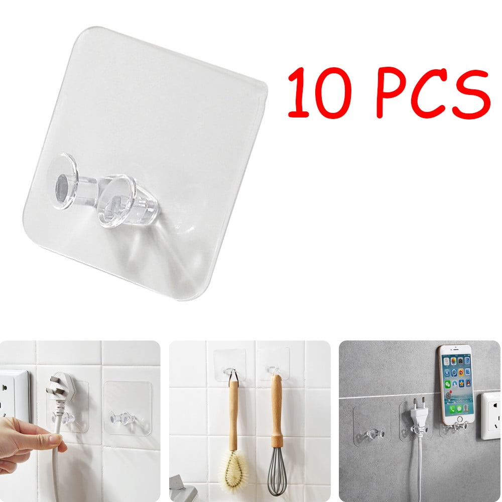Pompotops 10pc Wall Storage Hook Power Plug Socket Holder Wall Adhesive ...
