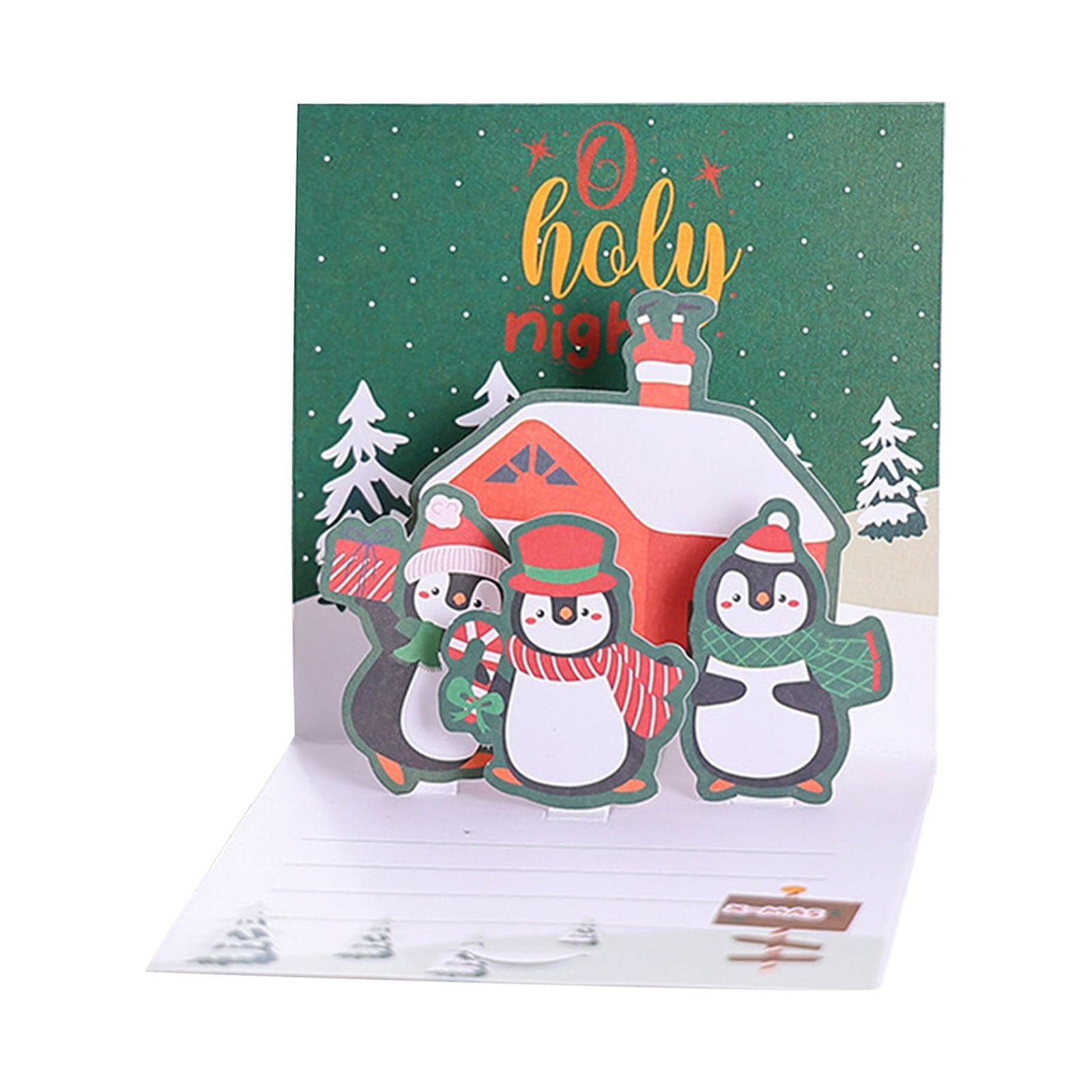 Pompotops 3D Christmas Tree Greeting Card, Glitter Christmas Tree Card ...