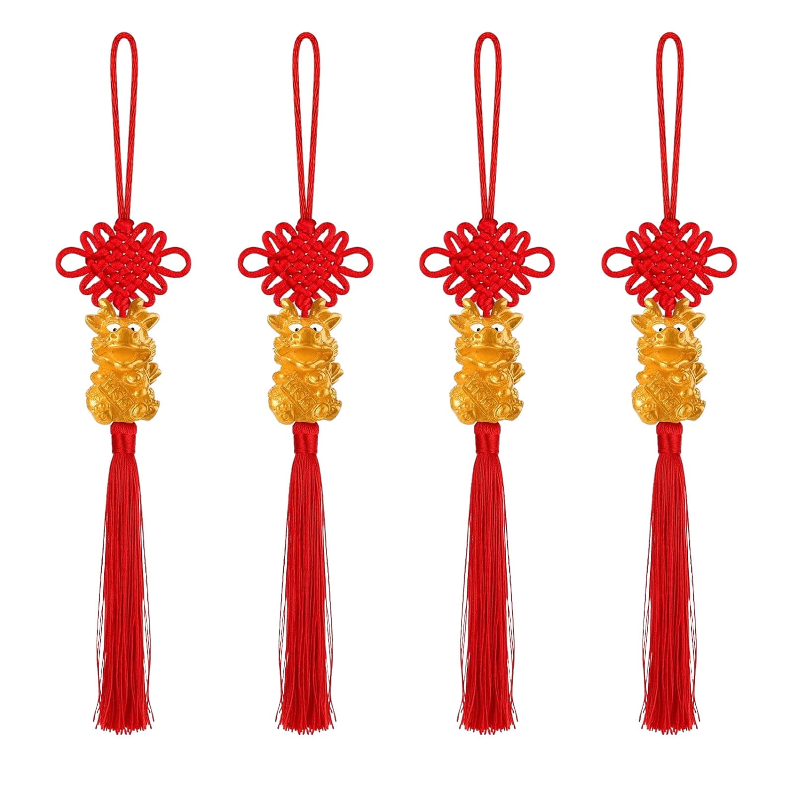 Pompotops 4-piece Set Of 2024 Chinese New Year Decorations Dragon Red ...